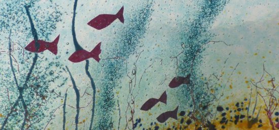 Vitreus Art - In The River freestanding fused glass art