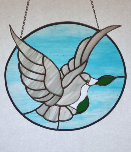 Vitreus Art Stained Glass Round Dove